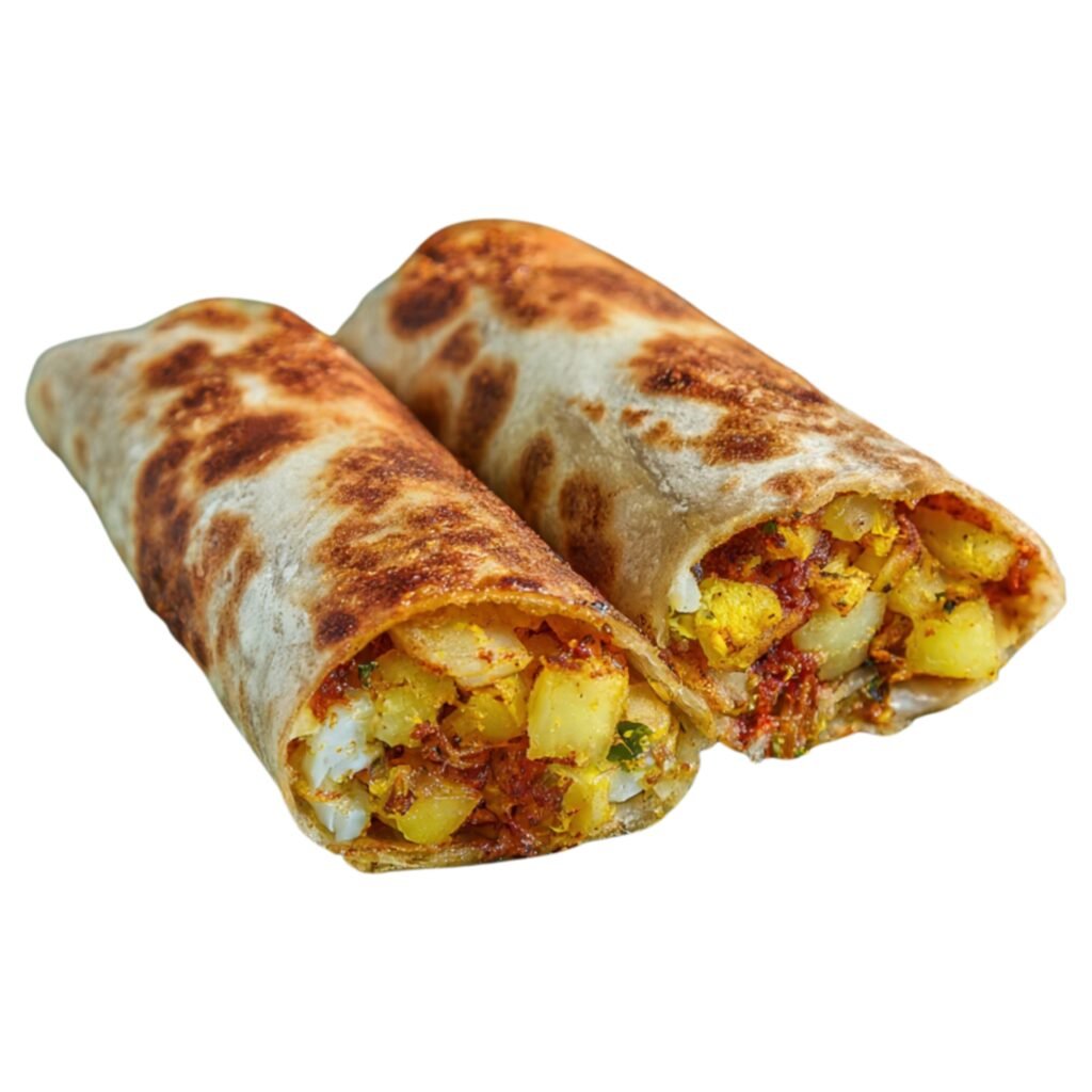 Crispy Aloo Patty Kathi Roll - Roti Roll