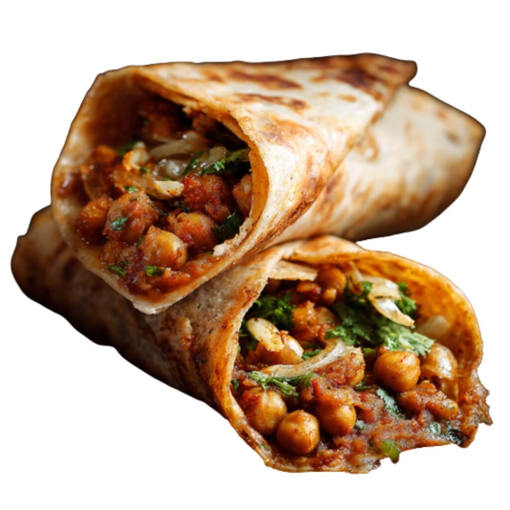 Samosa Channa Kathi Roll (Typical Delhi Street style) - Roti Roll